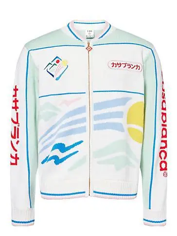 Casablanca Montagne Embroidered Wool-knit Cardigan - Montagne Sportif