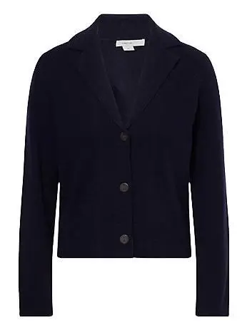 Vince Lapel-collar Short-sleeves Stretch-wool Blend Cardigan - Coastal