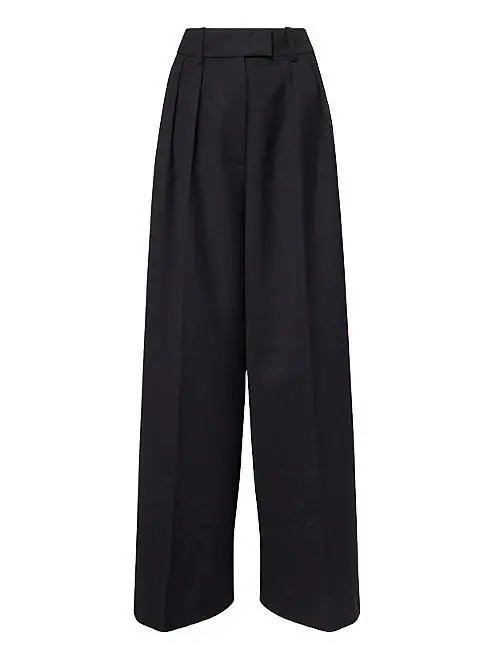 ANINE BING Lou Wide-leg Woven Trousers - Black