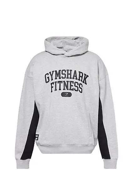 GYMSHARK Cotton-blend Hoody With Varsity Print - Light Grey Core Marl