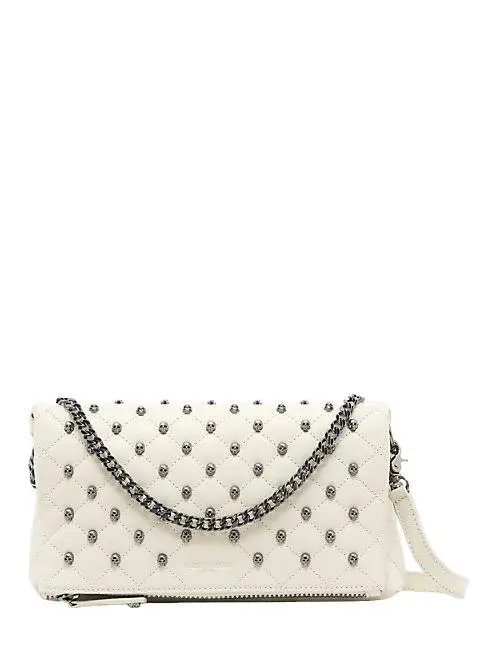 The Kooples Heritage Stud-embellished Leather Clutch - Cream
