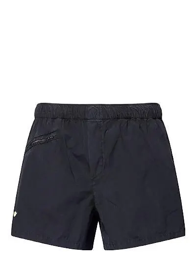 JW Anderson Relaxed-fit Graphic-embroidery Cotton Shorts - Washed Black