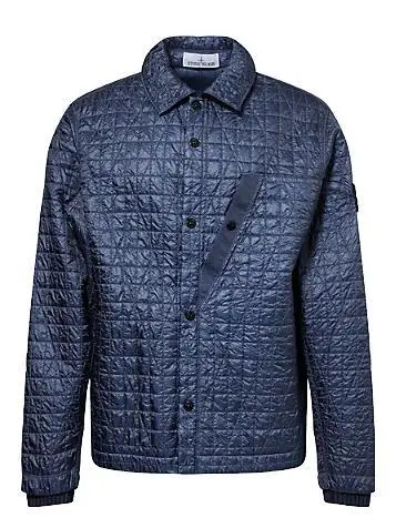 Stone Island Crinkle Quilted Woven Jacket - Dark Blue