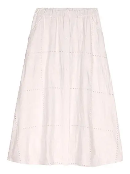 Maje Elasticated-waist Embroidered Linen-blend Midi Skirt - White