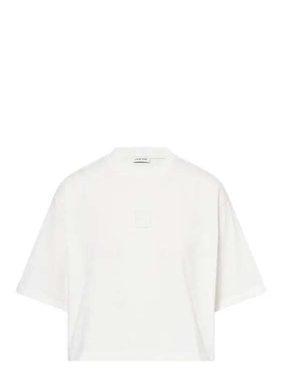 ANINE BING Myers Cropped Cotton-jersey T-shirt - Ivory