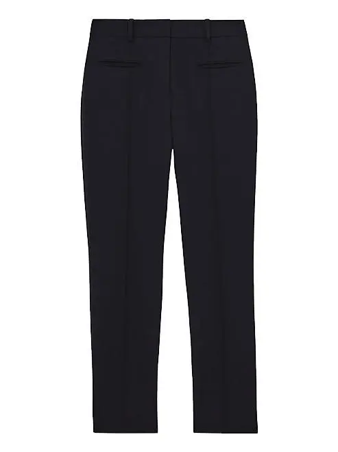REISS Tapered-leg Stretch-woven Trousers - Navy