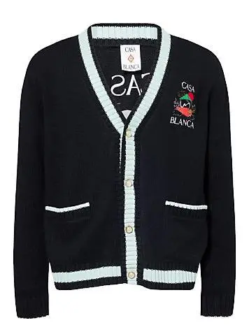 Casablanca Relaxed-fit Embroidered Wool-knit Cardigan - Casa Mountain Temple