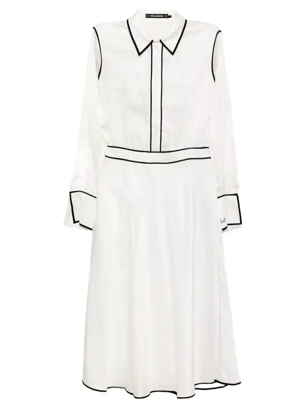 Karl Lagerfeld Contrast Piping Shirt Dress - White