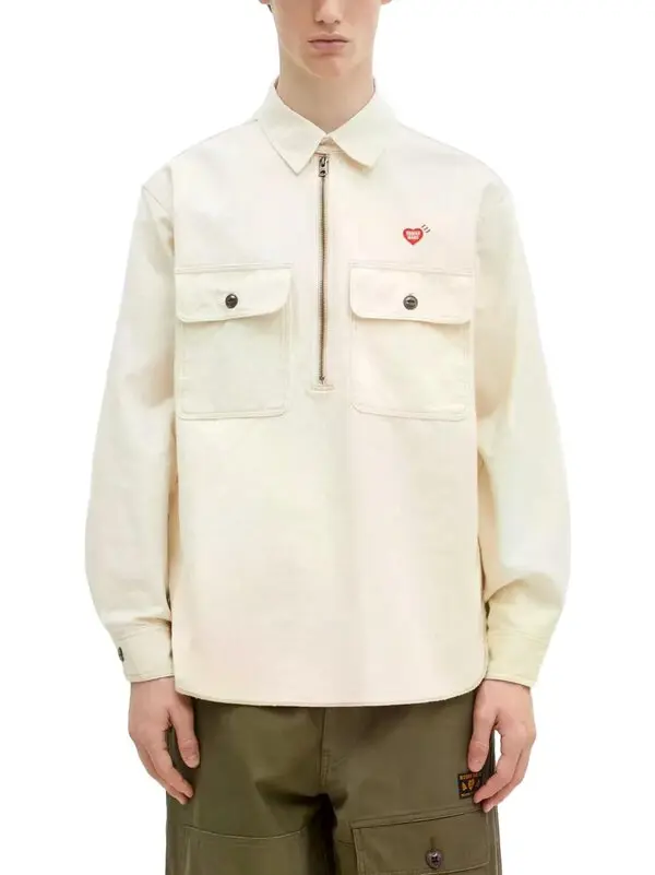 HUMAN MADE Heart-logo Half-zip Shirt - Neutrals