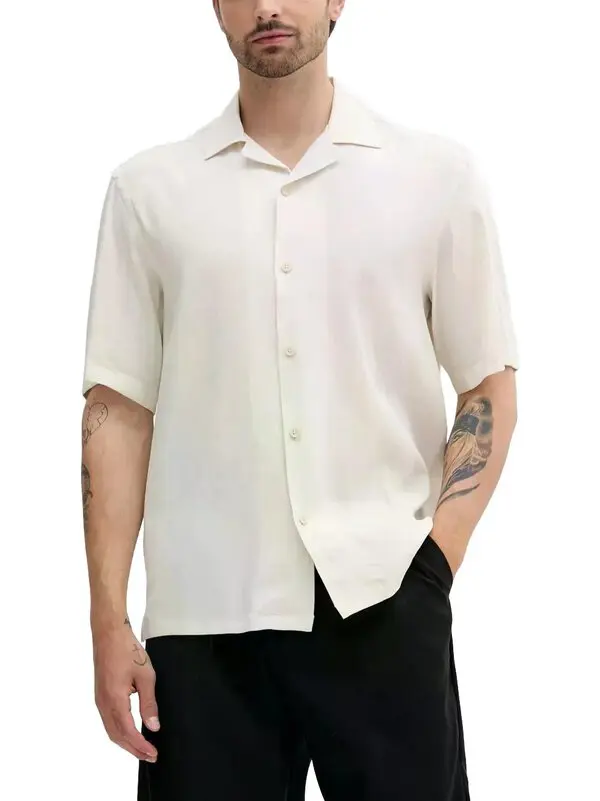 BOSS Revere-collar Short-sleeve Shirt - Neutrals