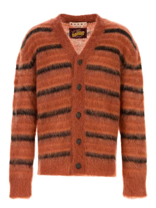 Marni Embroidered Mohair-blend Cardigan - Stripped