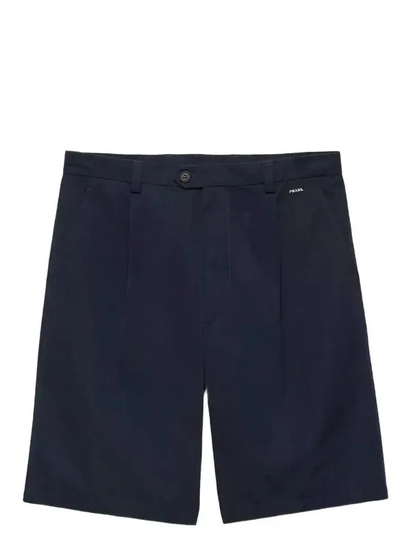 Prada Logo-embroidered Pleated Shorts - Blue
