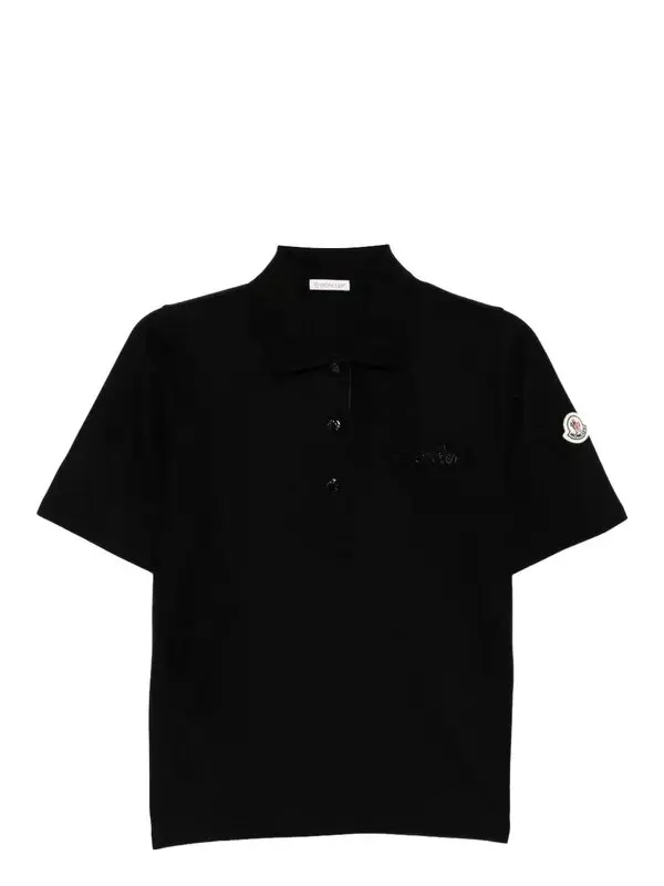 Moncler Logo-embroidered Polo Shirt - Black