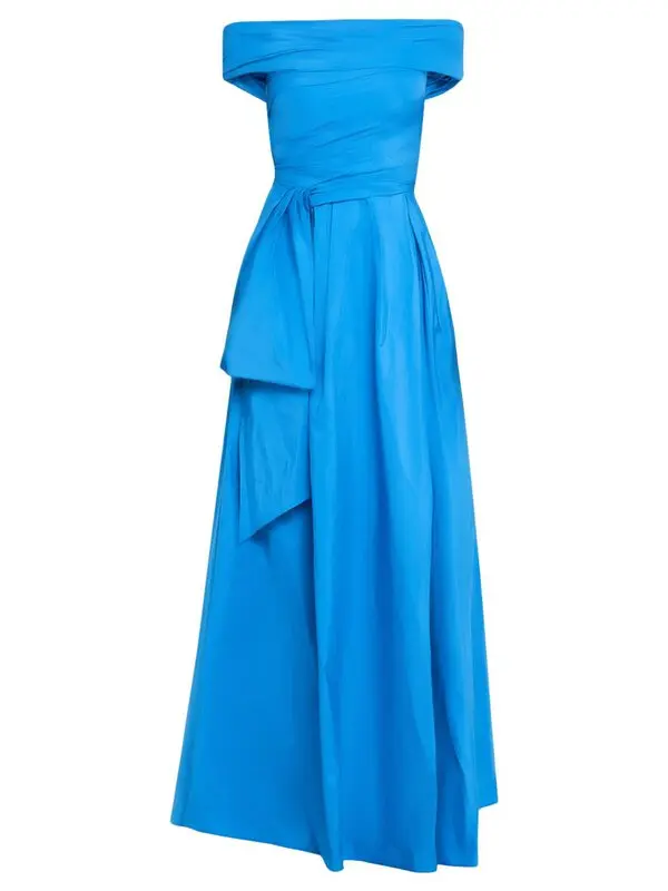 Talbot Runhof Off-the-shoulder Draped Taffeta Gown - Royal Blue
