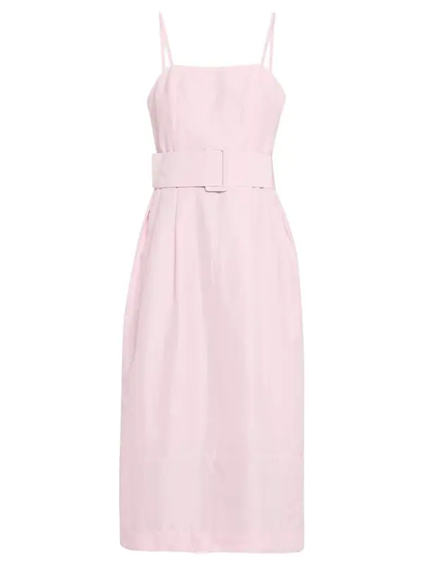 Rosie Assoulin Artichoke Sleeveless Belted Midi Dress - Blush