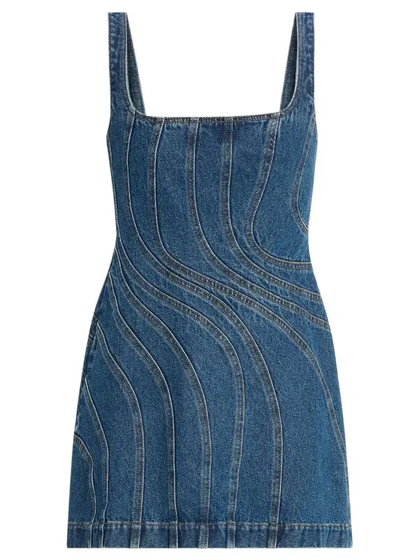 Acler Renhold Denim Mini Dress - Pacific Wash