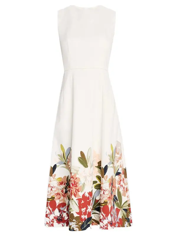 Adam Lippes Eloise Floral Print Cotton Twill Dress - Whitemulti