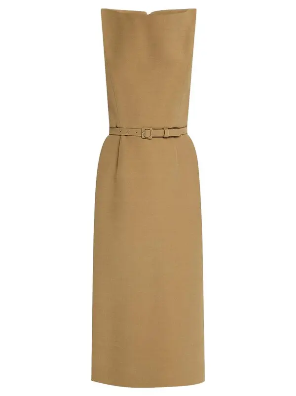Adam Lippes Blaire Belted Midi Dress - Military Green