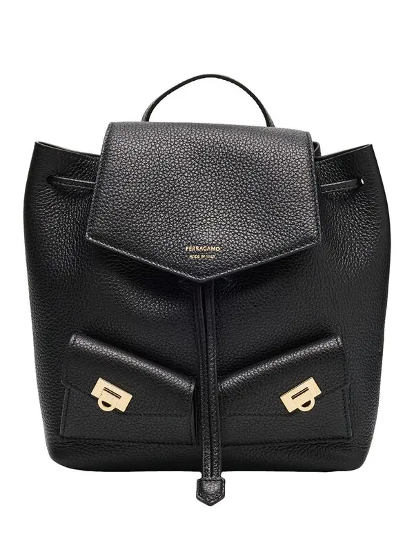 FERRAGAMO Grain Leather Backpack - Nero