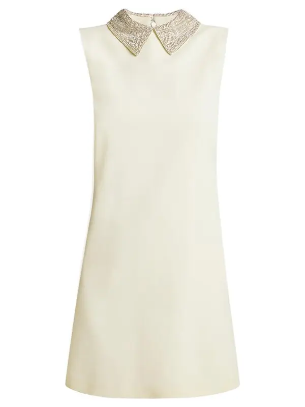 Versace Crystal-collar Envers Satin Mini Dress - Eggshell