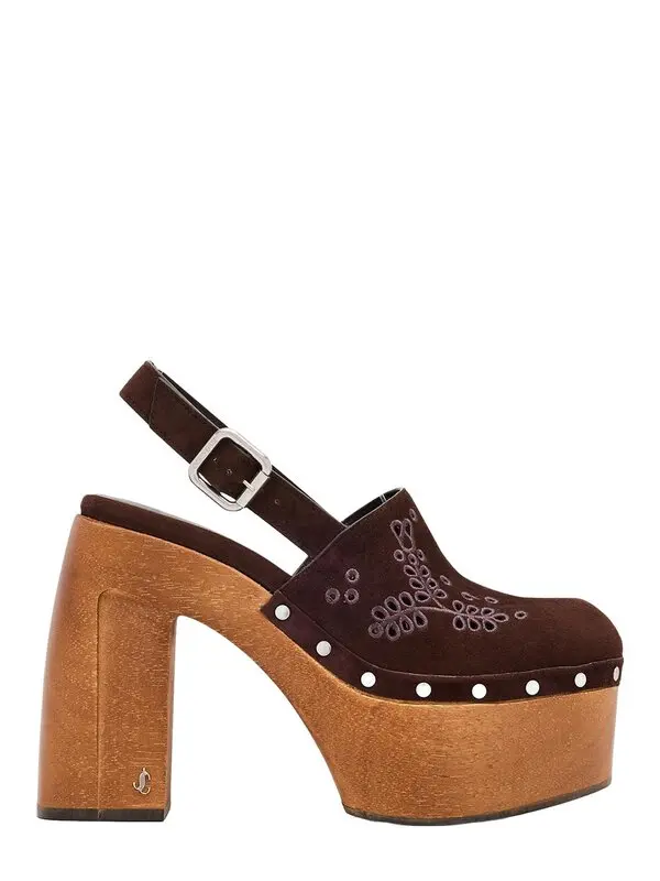JIMMY CHOO Alida Suede Platform Clogs - Chocolate