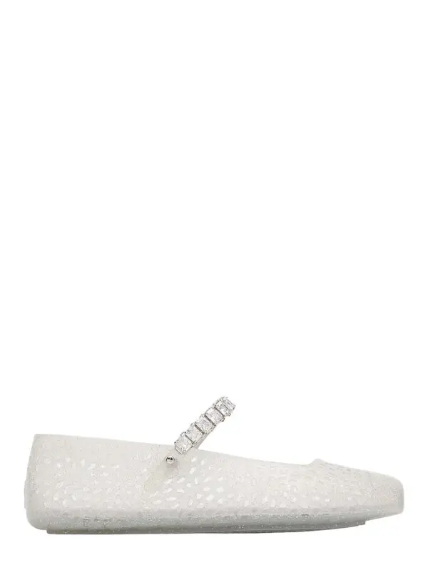 JIMMY CHOO Jelly Glitter Crystal-strap Ballerina Flats - Clear/silver