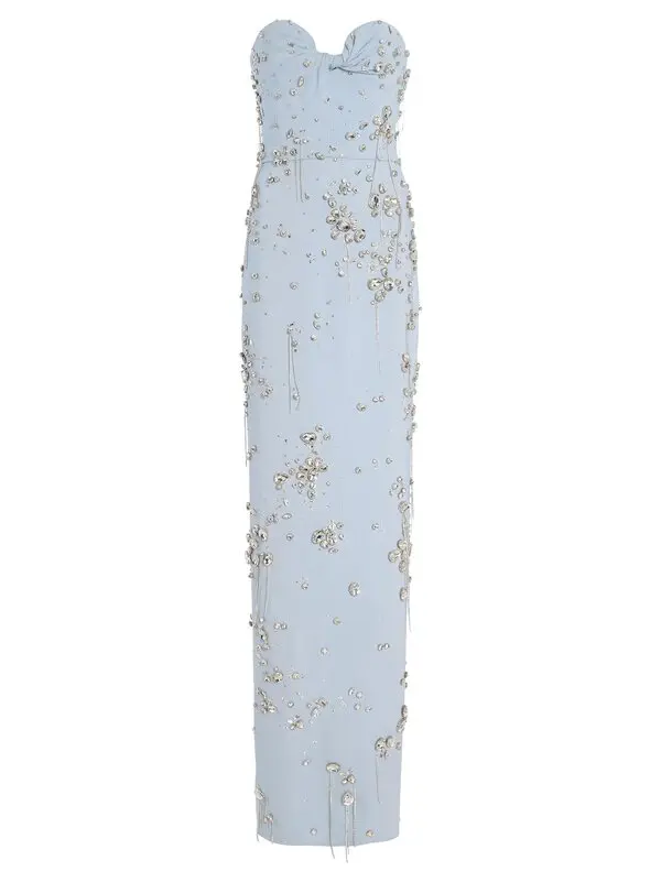 Oscar De La Renta Crystal-embellished Crepe Gown - Blue