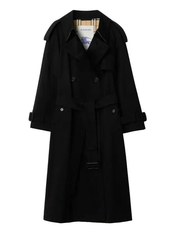 Burberry Long Gabardine Fitzrovia Trench Coat - Black