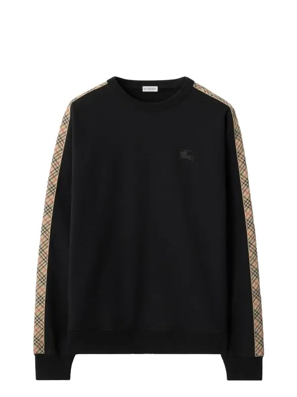 Burberry Check Trim Cotton Sweatshirt - Black