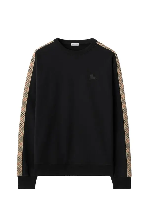 Burberry Check Trim Cotton Sweatshirt - Black