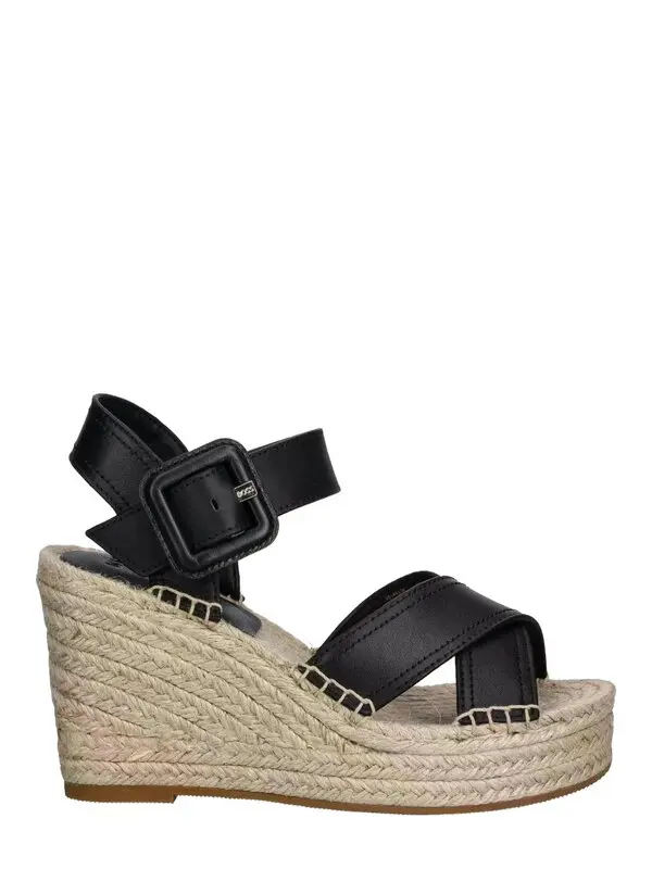 BOSS Cross-strap Wedge Espadrilles - Black