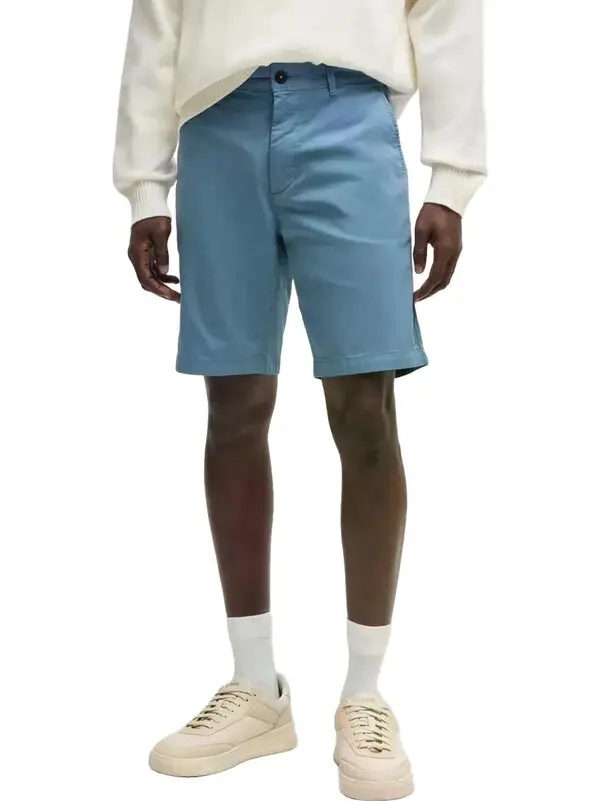 BOSS Cotton Zip-fly Shorts - Blue