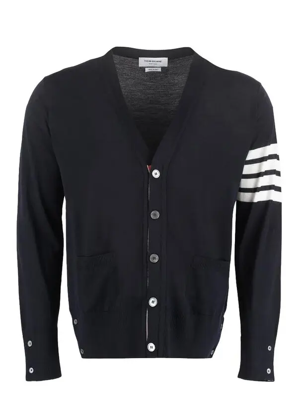 Thom Browne Merino Wool Cardigan - Blue