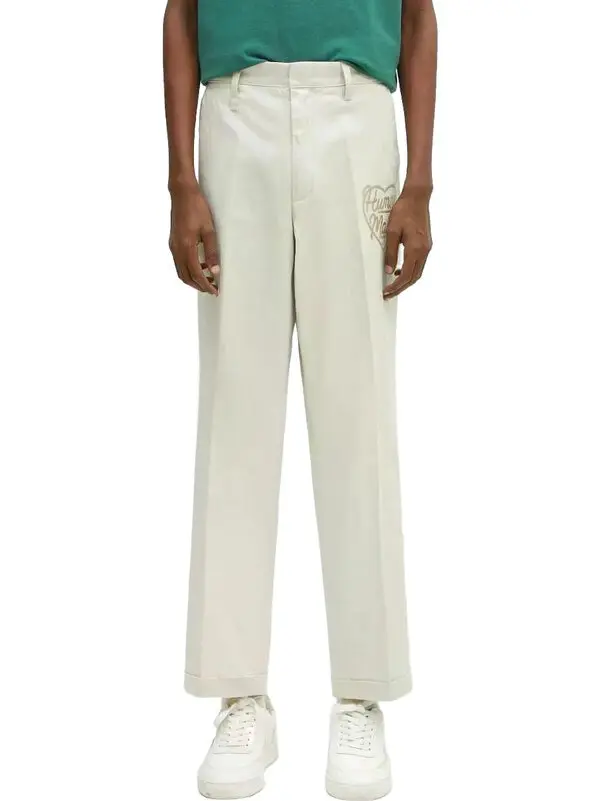 HUMAN MADE Heart-embroidered Pleated Trousers - Neutrals