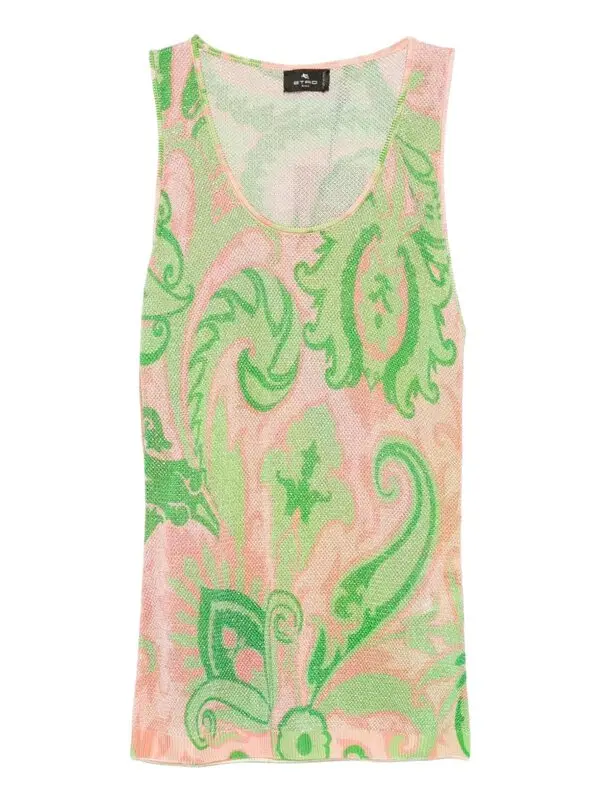 Etro Paisley-print Sleeveless Top - Green