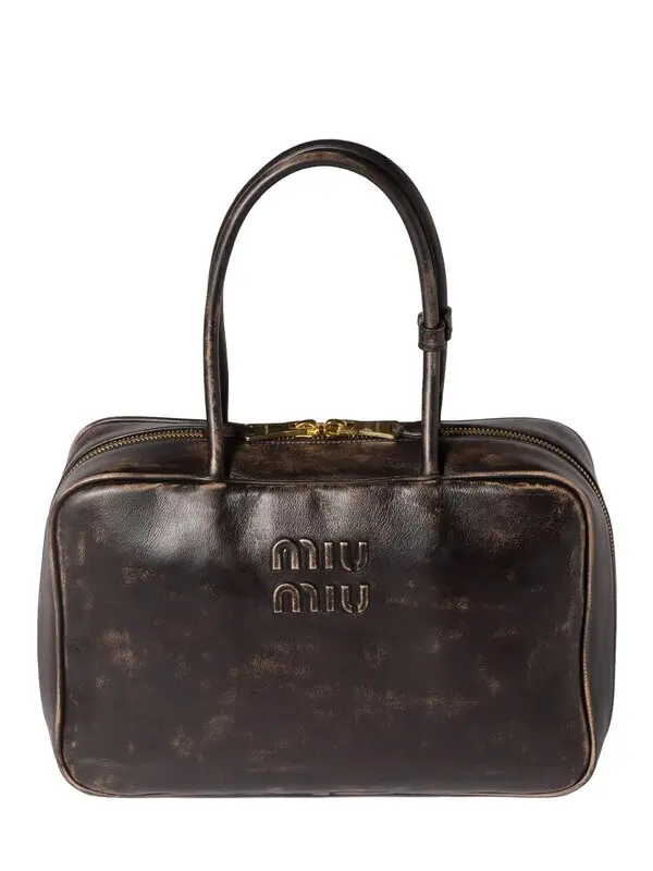 Miu Miu Beau Nappa Leather Handbag - Coffee