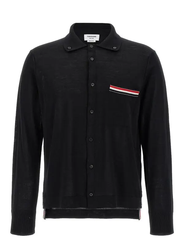 Thom Browne Button Down Wool Cardigan - Black