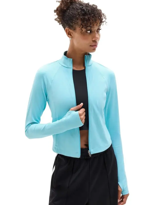 Athleta Salutation Crop Jacket - Aqua