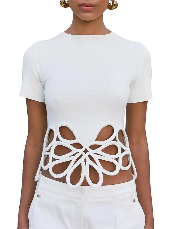 Cult Gaia Eres Cut Out Floral Top - Off White
