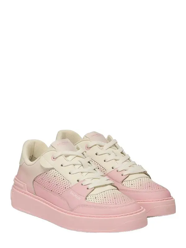 Balmain B-court Flip Leather Sneakers - Pink