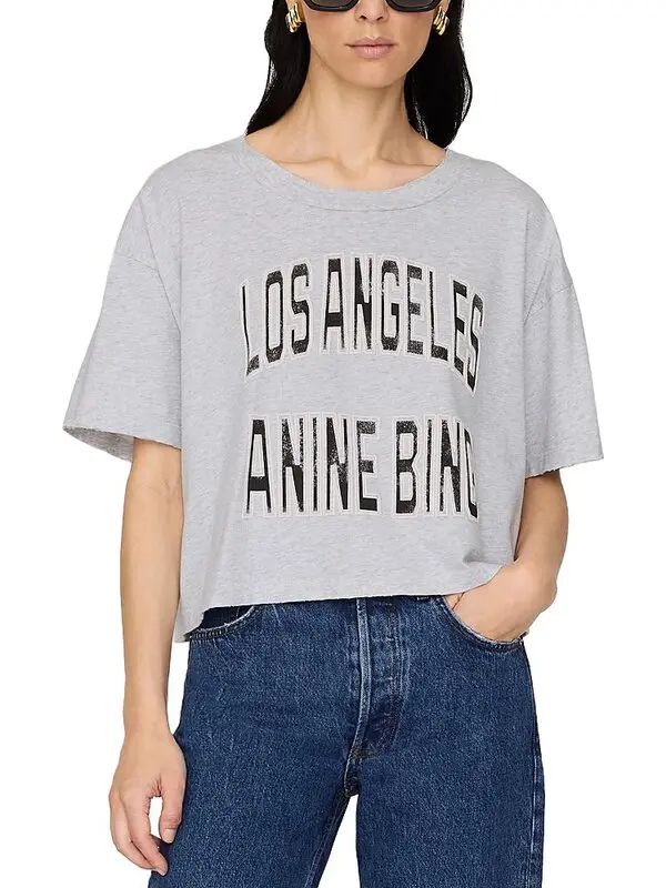 ANINE BING Johnny Cropped Tee - Grey