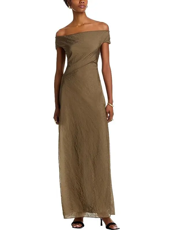 Staud Cheyenne Off-the-shoulder Dress - Taupe