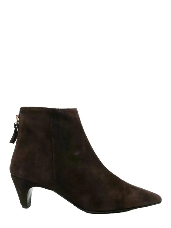 EVALUNA 60mm Pointed-toe Zip Ankle Boots - Brown