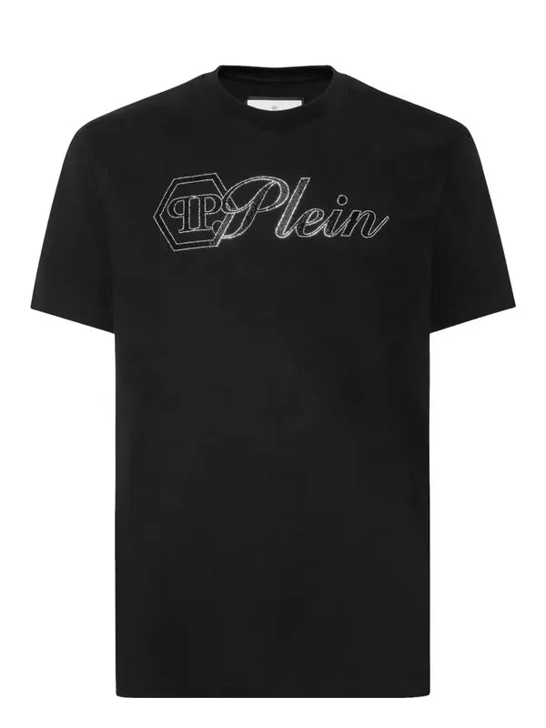 Philipp Plein Logo Stones-embellished T-shirt - Black