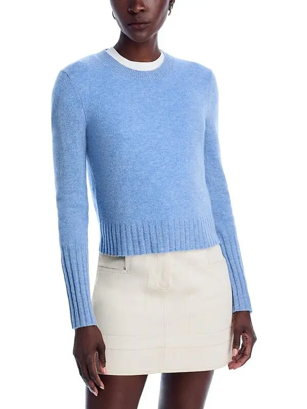 Guest In Residence Cashmere Shrunken Crewneck Sweater - Heather Blue