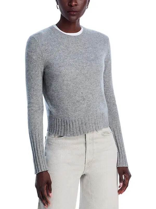 Guest In Residence Cashmere Shrunken Crewneck Sweater - Heather Grey