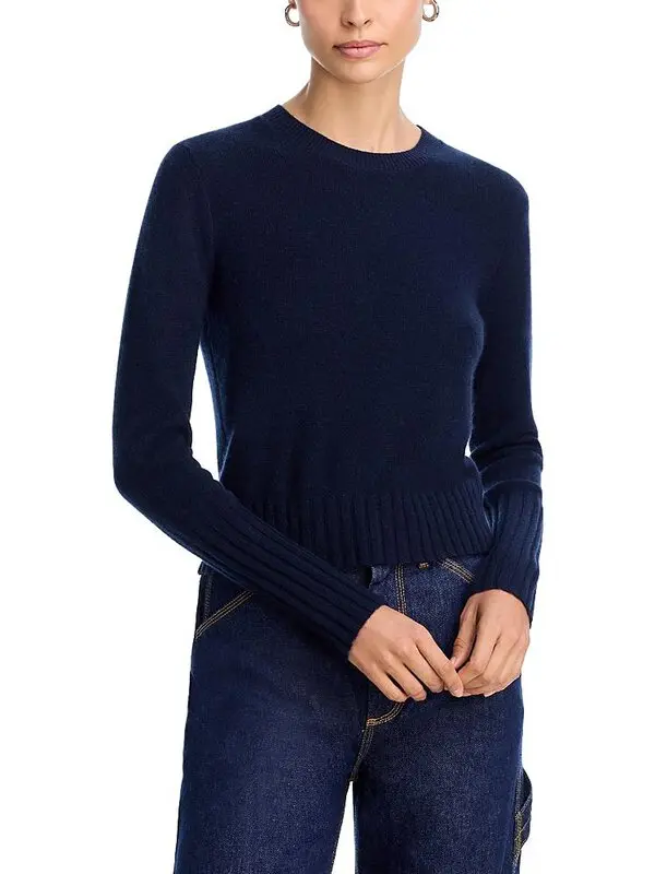 Guest In Residence Cashmere Shrunken Crewneck Sweater - Midnight