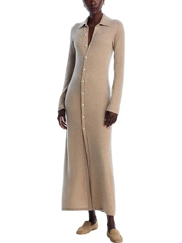 Guest In Residence Showtime Cashmere Shirt Dress - Taupe