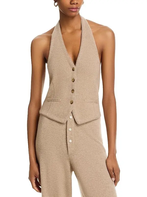 Guest In Residence Tailored Halter Vest - Taupe