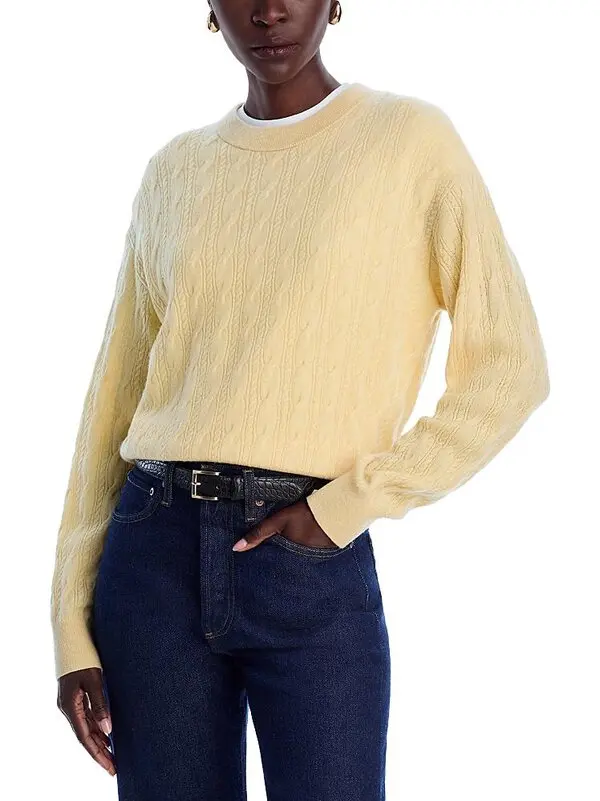 Guest In Residence Cashmere Cable Collegiate Crewneck Sweater - Butter